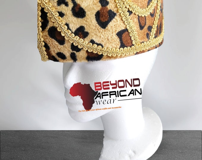 Mobutu Leopard Print Hat Lace Designed Traditional Men Hats, African ...