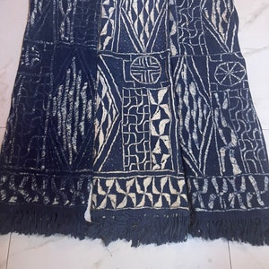 Royal Fabric / Ndop (bamileke) Fabric/bami Rapper/indigo Blue Strip ...