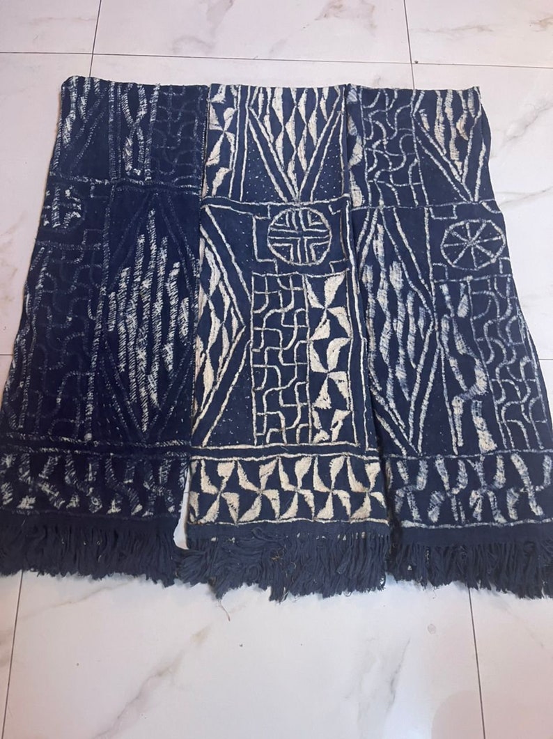 Royal Fabric / Ndop bamileke Fabric/bami Rapper/indigo Blue Strip Woven ...