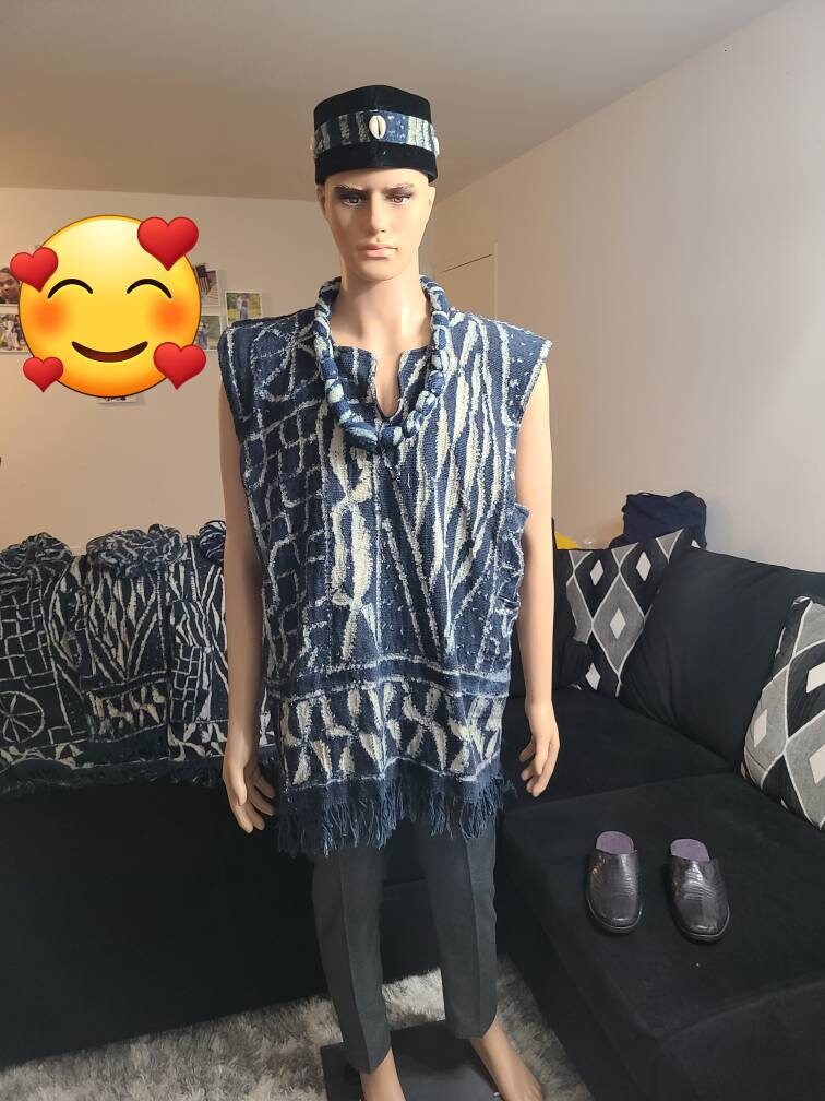 Ndop bamileke Tops/bami/indigo Blue Strip Woven Cloth/resist - Etsy