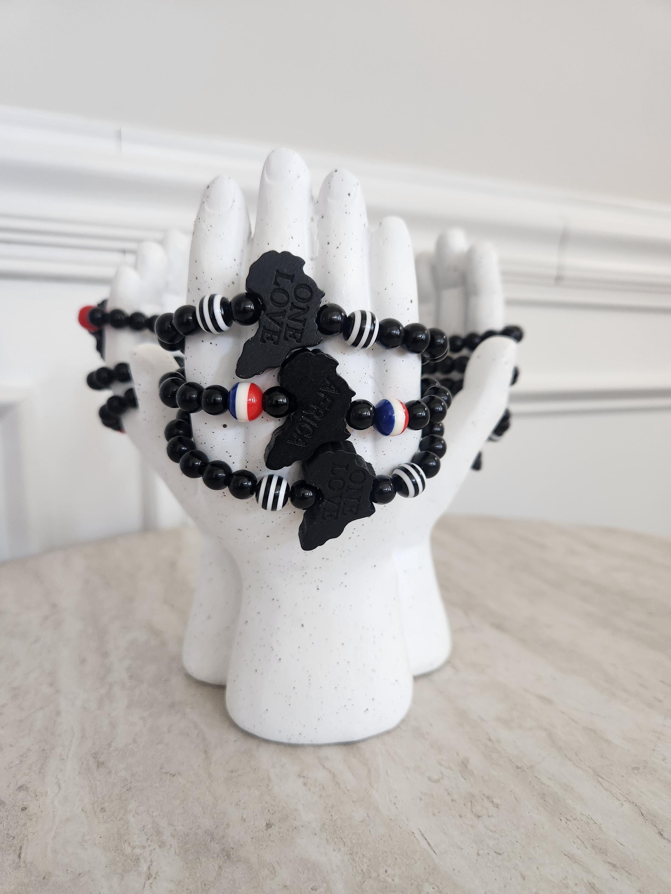 3-piece Stretchy African Map Bracelets Beaded Bracelets Multi Layer ...