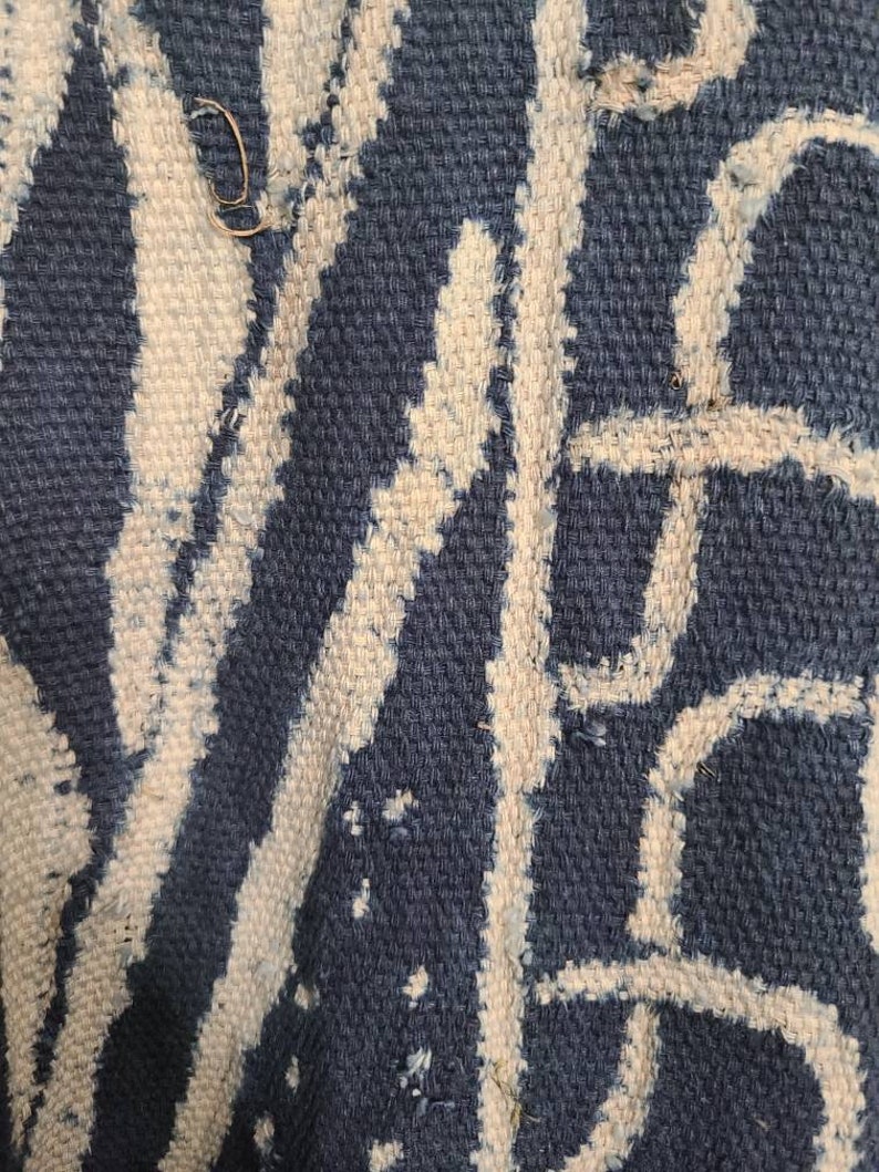 Ndop (bamileke) Tops/bami/indigo Blue Strip Woven Cloth/resist Dyeing ...