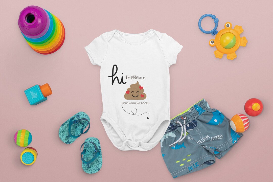 Hi I'm New Here Funny Baby Bodysuit, Poop Joke - Etsy