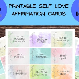 Printable Affirmation Cards for Self Love, 27 Digital Self Empowerment ...