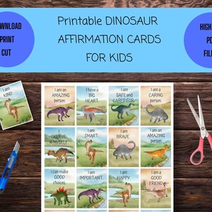 Printable Dinosaur Affirmation Cards for Kids, 32 Motivational Cards ...