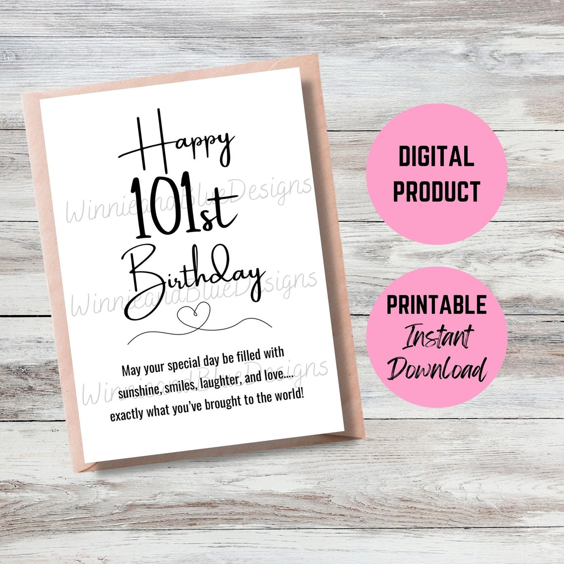 Printable 101st Birthday Card, Milestone Birthday Card for Grandma or ...