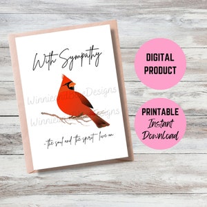 Printable Sympathy Card: Cardinal Bereavement Design (digital Download ...