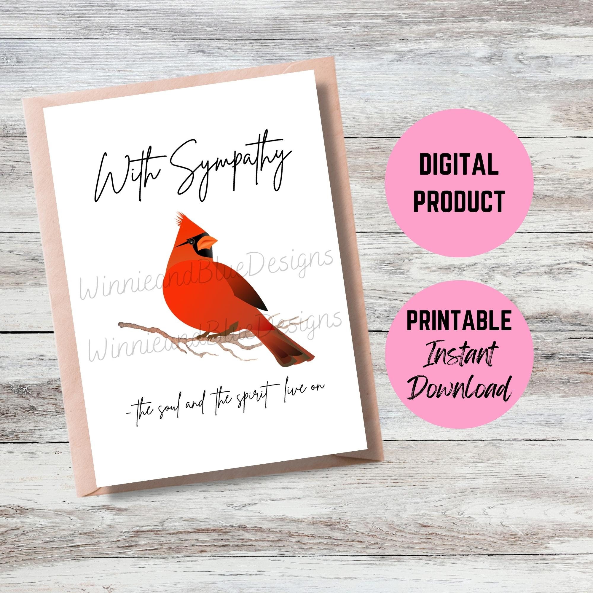 Printable Sympathy Card: Cardinal Bereavement Design (digital Download ...