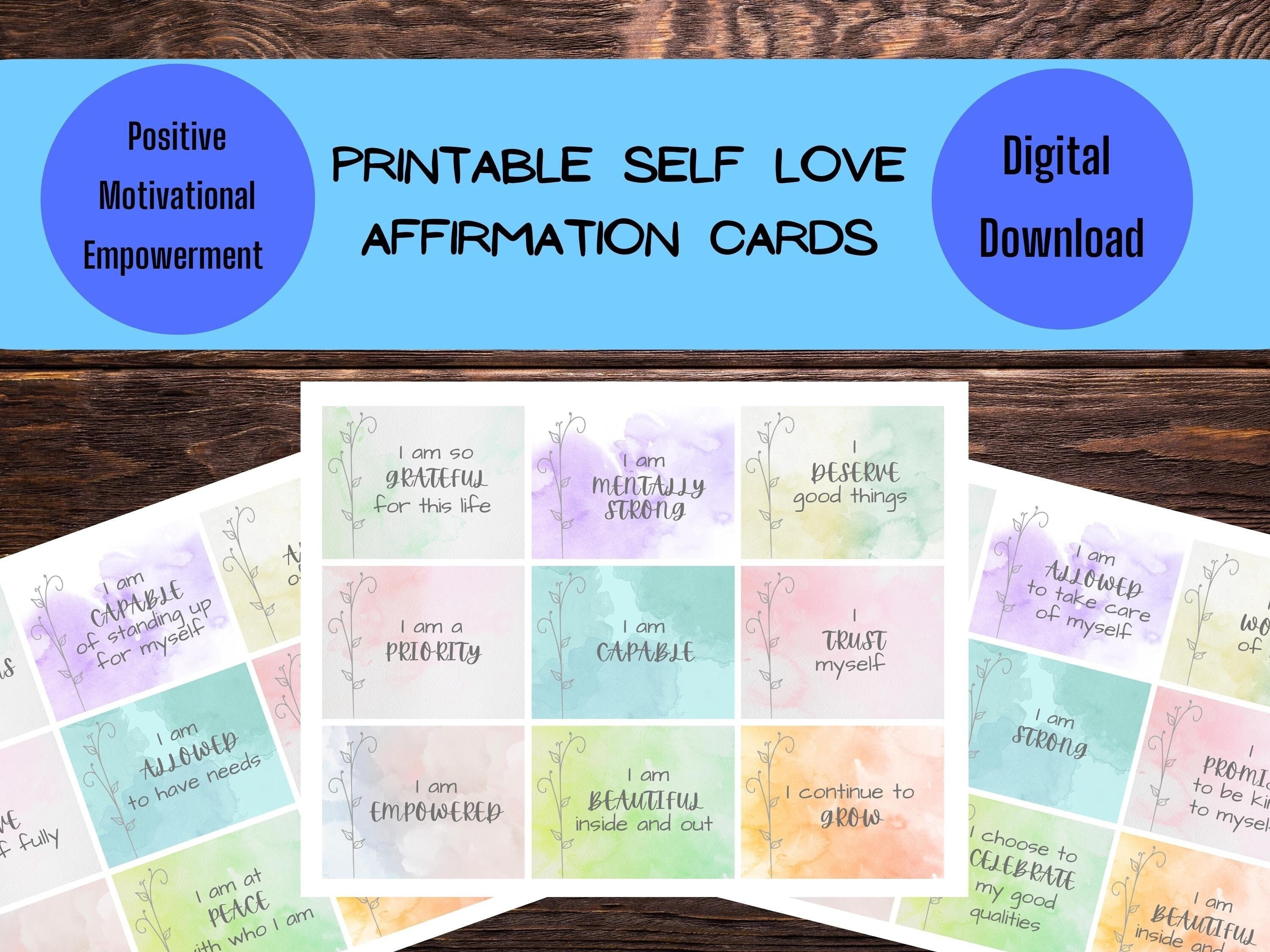 Printable Affirmation Cards for Self Love, 27 Digital Self Empowerment ...