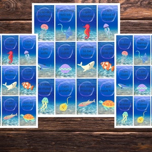Printable Affirmation Cards for Kids, 36 Sea Creature Motivational ...