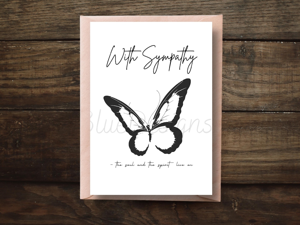 Printable Butterfly Sympathy Card Bereavement Card Thinking - Etsy Canada