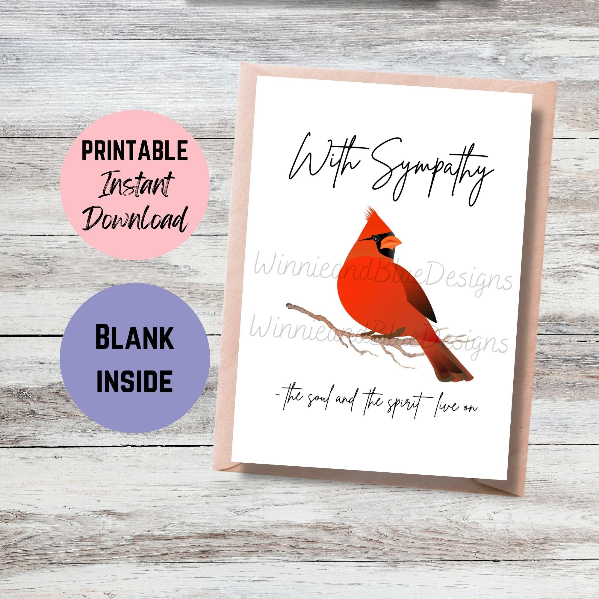 Printable Sympathy Card: Cardinal Bereavement Design (digital Download ...