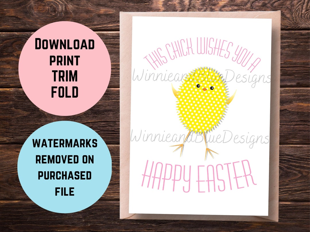 Printable Easter Chick Card, Happy Easter Egg Chicken Card, Hoppy ...