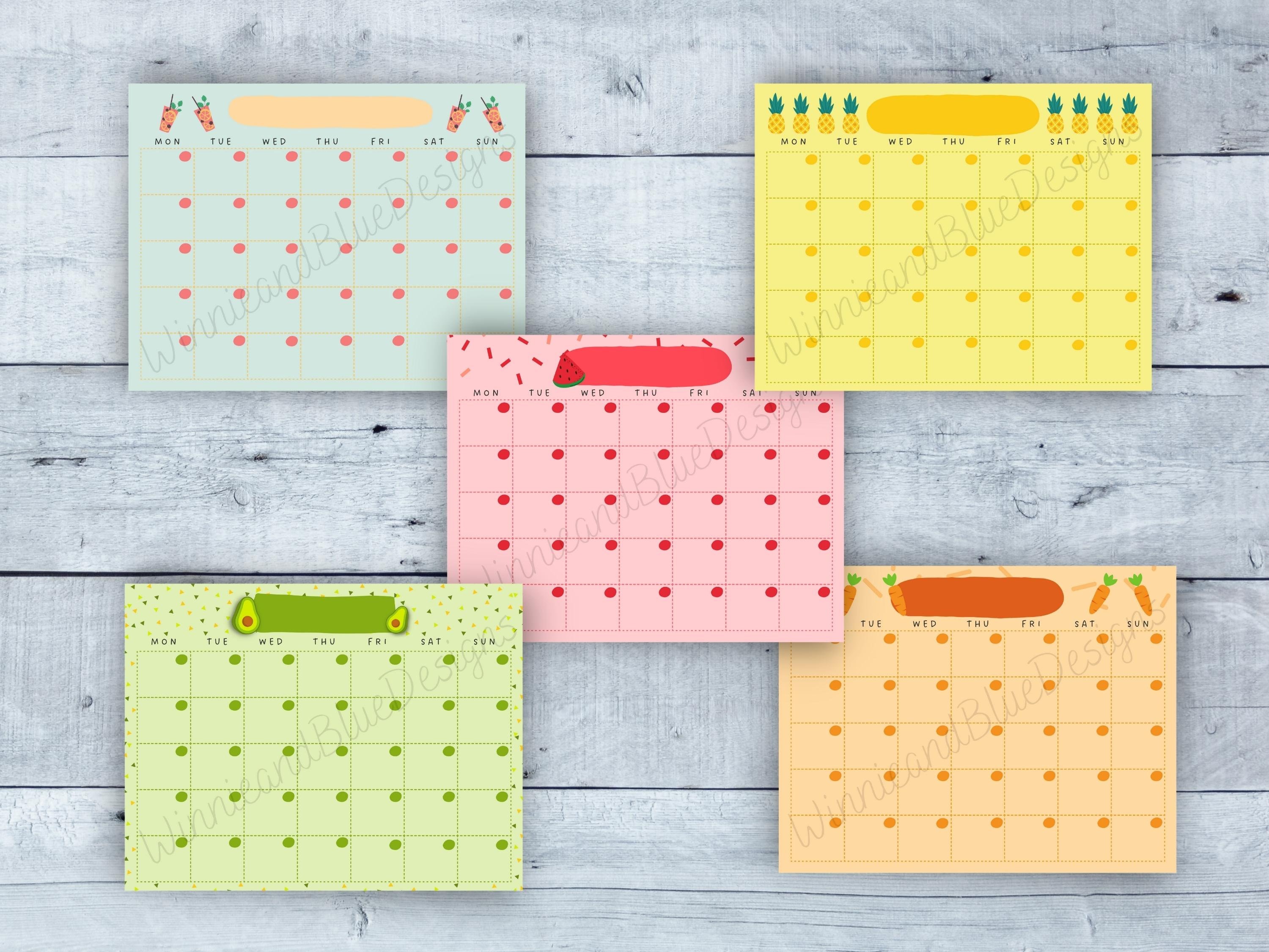 Printable Calendars, Bright Monthly Calendar, Open Digital Calendar ...