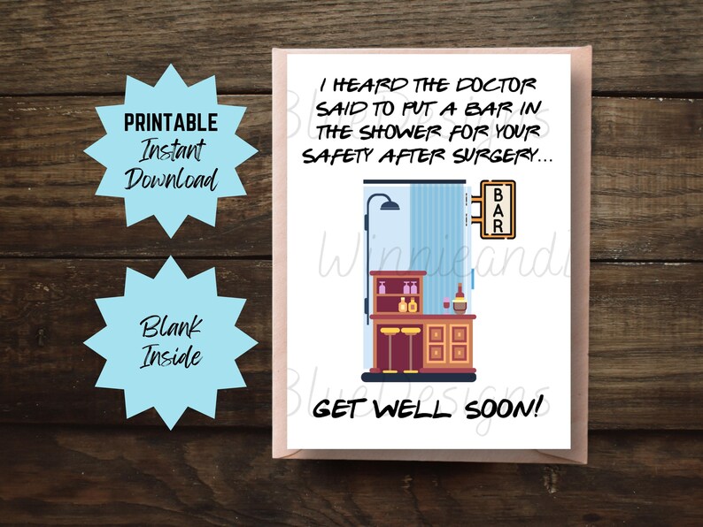 Printable Funny Get Well Soon Card After Surgery Thinking of - Etsy Canada