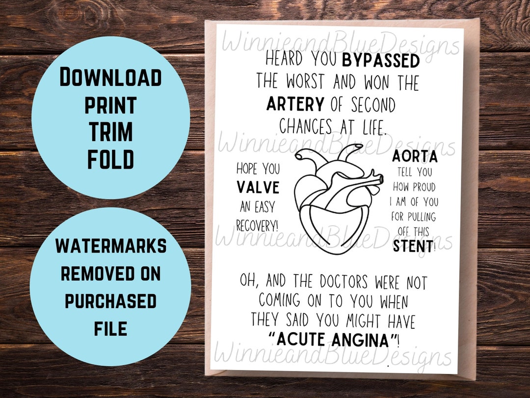 Funny Heart Surgery Get Well Card: Pun Recovery Gift (printable PDF) - Etsy