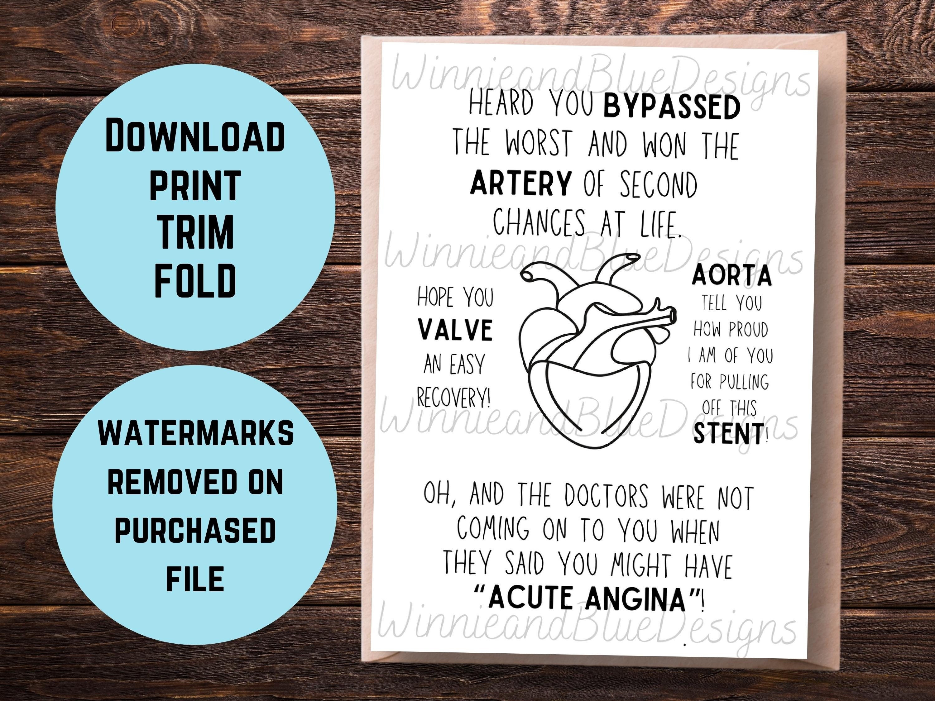 Funny Heart Surgery Get Well Card: Pun Recovery Gift (printable PDF) - Etsy