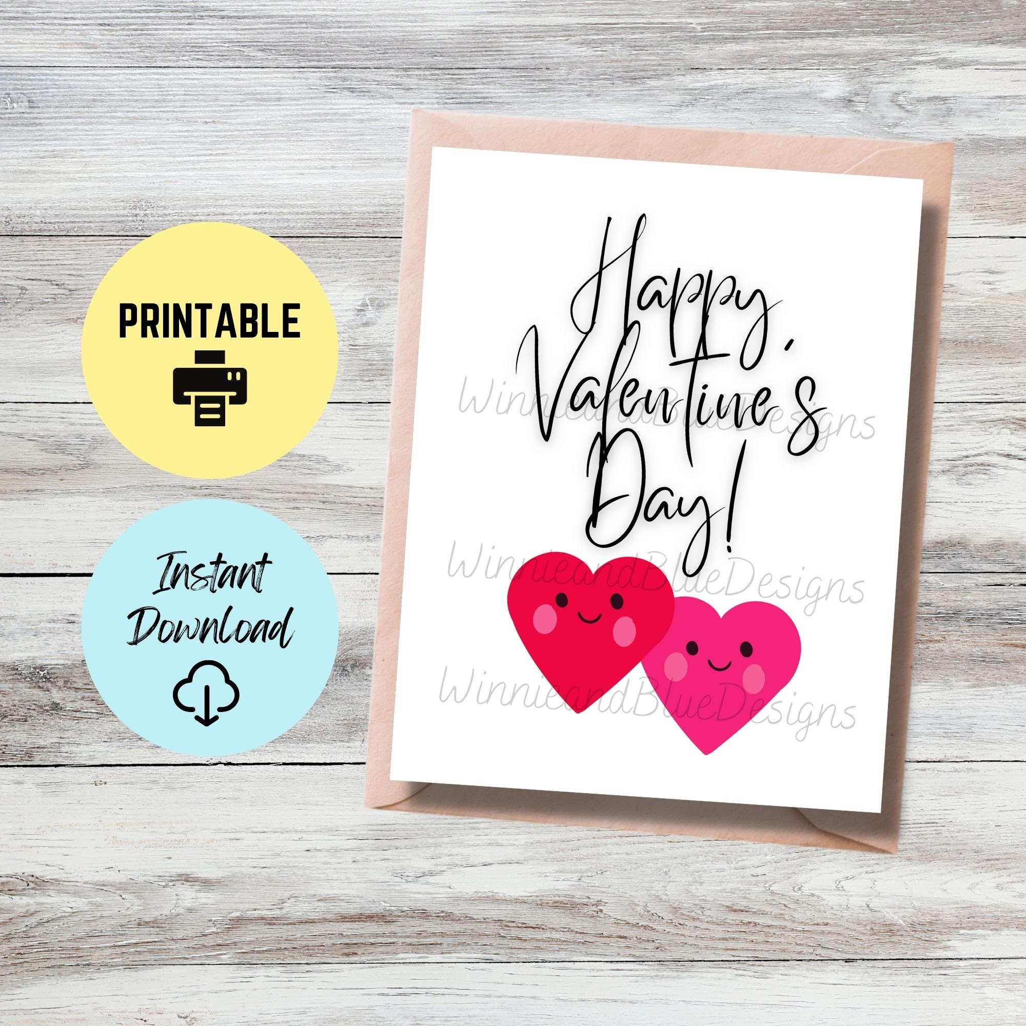 Printable Valentines Day Hearts Card (digital Download) - Etsy