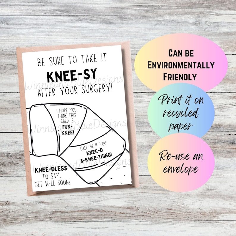 Funny Knee Surgery Get Well Card: Pun Printable (PDF) - Etsy