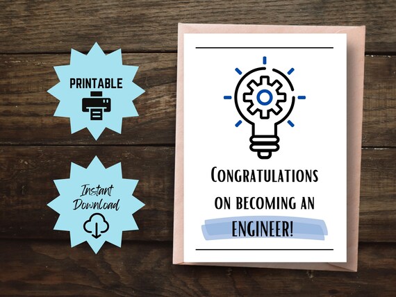 Printable Engineer Graduation Card Congratulations | Etsy
