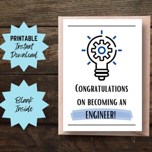 Printable Engineer Graduation Card Congratulations | Etsy