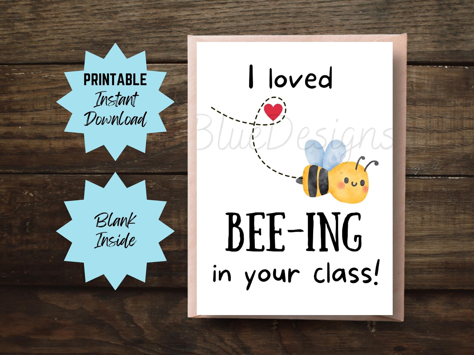 Printable Teacher Thank You Card Bee Card for Teacher - Etsy