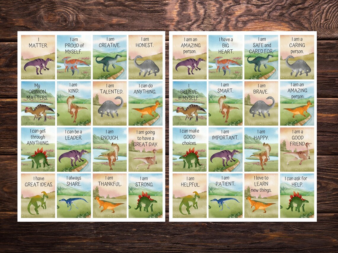 Printable Dinosaur Affirmation Cards for Kids 32 Motivational - Etsy