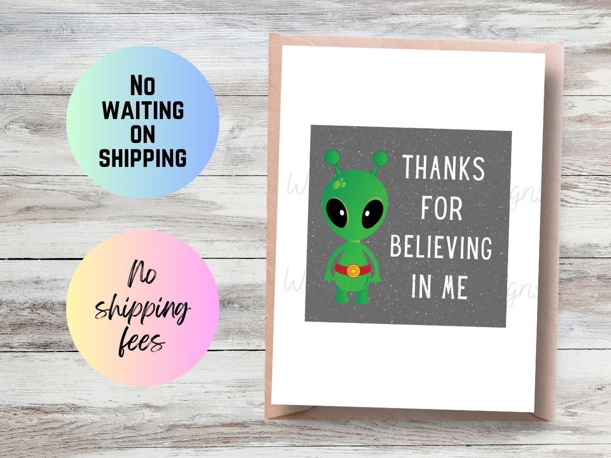 Alien Thank You Card Printable Green Alien Coach Gift - Etsy