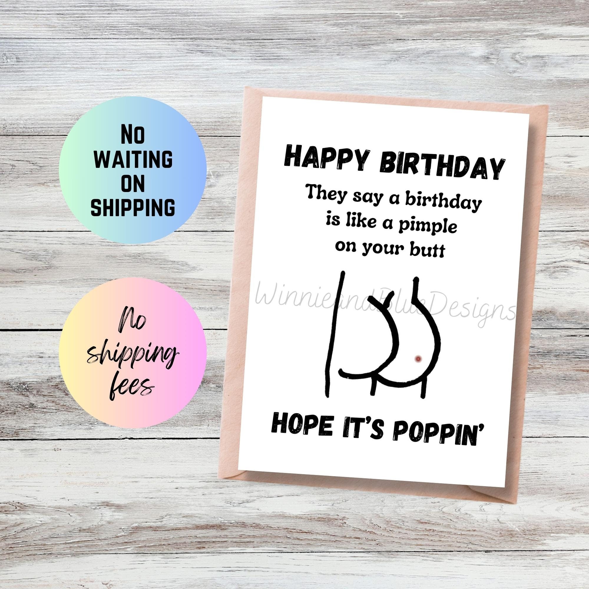 Printable Funny Butt Birthday Card Poppin Birthday Card - Etsy