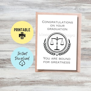 Printable Lawyer Graduation Card: Congratulations Law Degree (PDF) - Etsy
