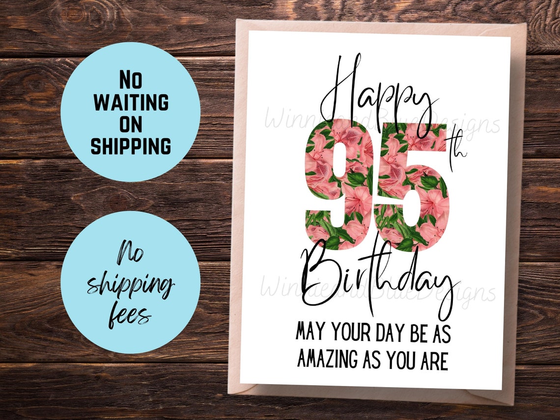 95th Birthday Card Printable Milestone Birthday Card for - Etsy