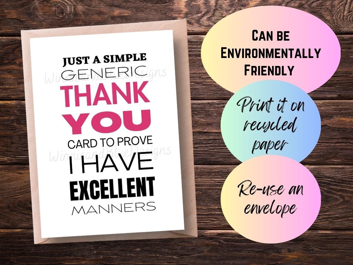 Funny Printable Thank You Card, Printable Generic Thank You Card, Funny ...