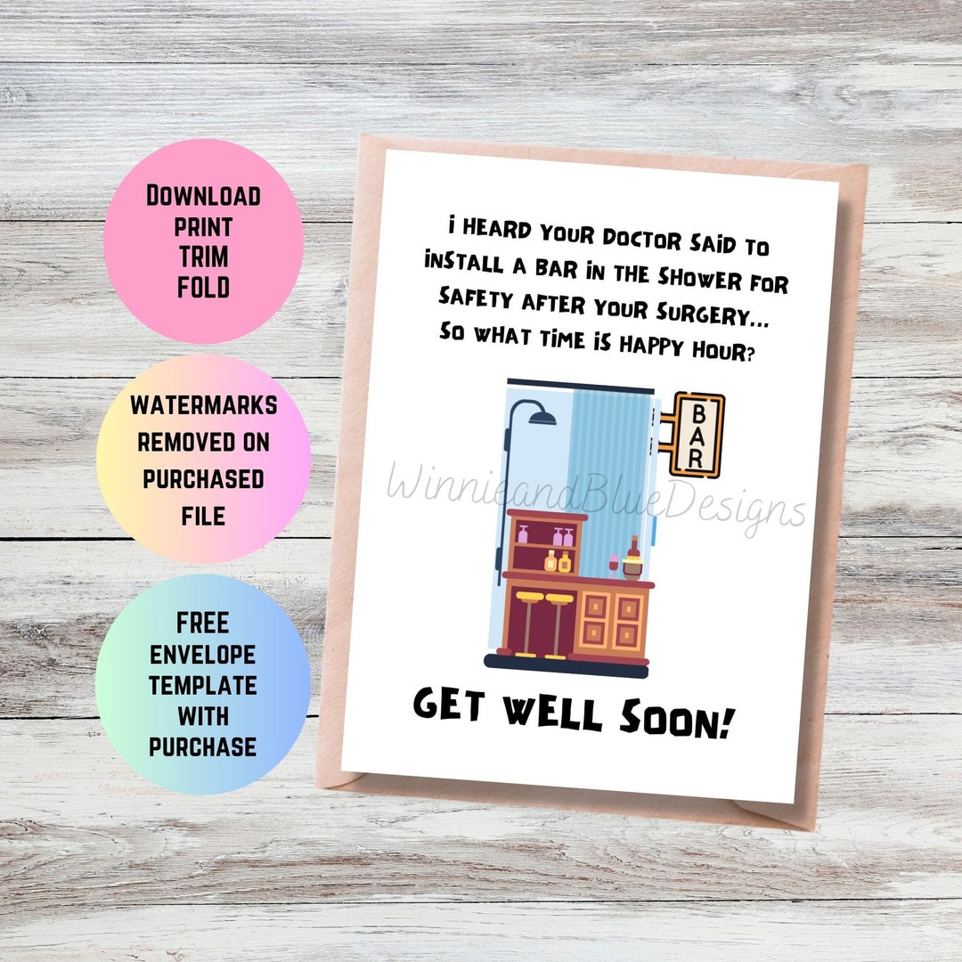 Funny Printable Get Well Soon After Surgery Card, Recovery After ...