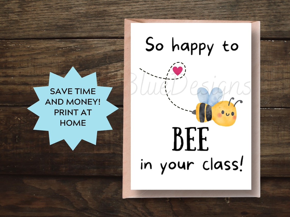 Printable Bumble Bee Teacher Card: Student Gift (PDF) - Etsy