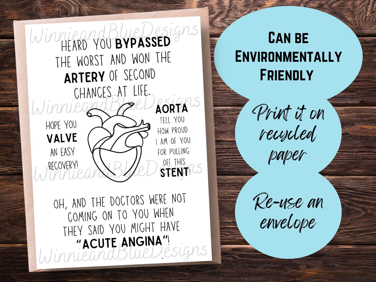 Funny Heart Surgery Get Well Card: Pun Recovery Gift (printable PDF) - Etsy