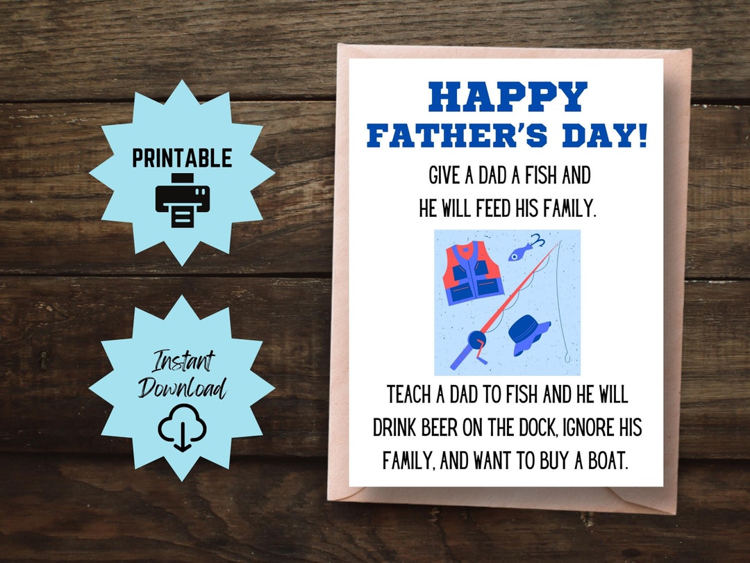 Printable Fathers Day Card, Funny Fish Card for Dad, Fish Lover ...