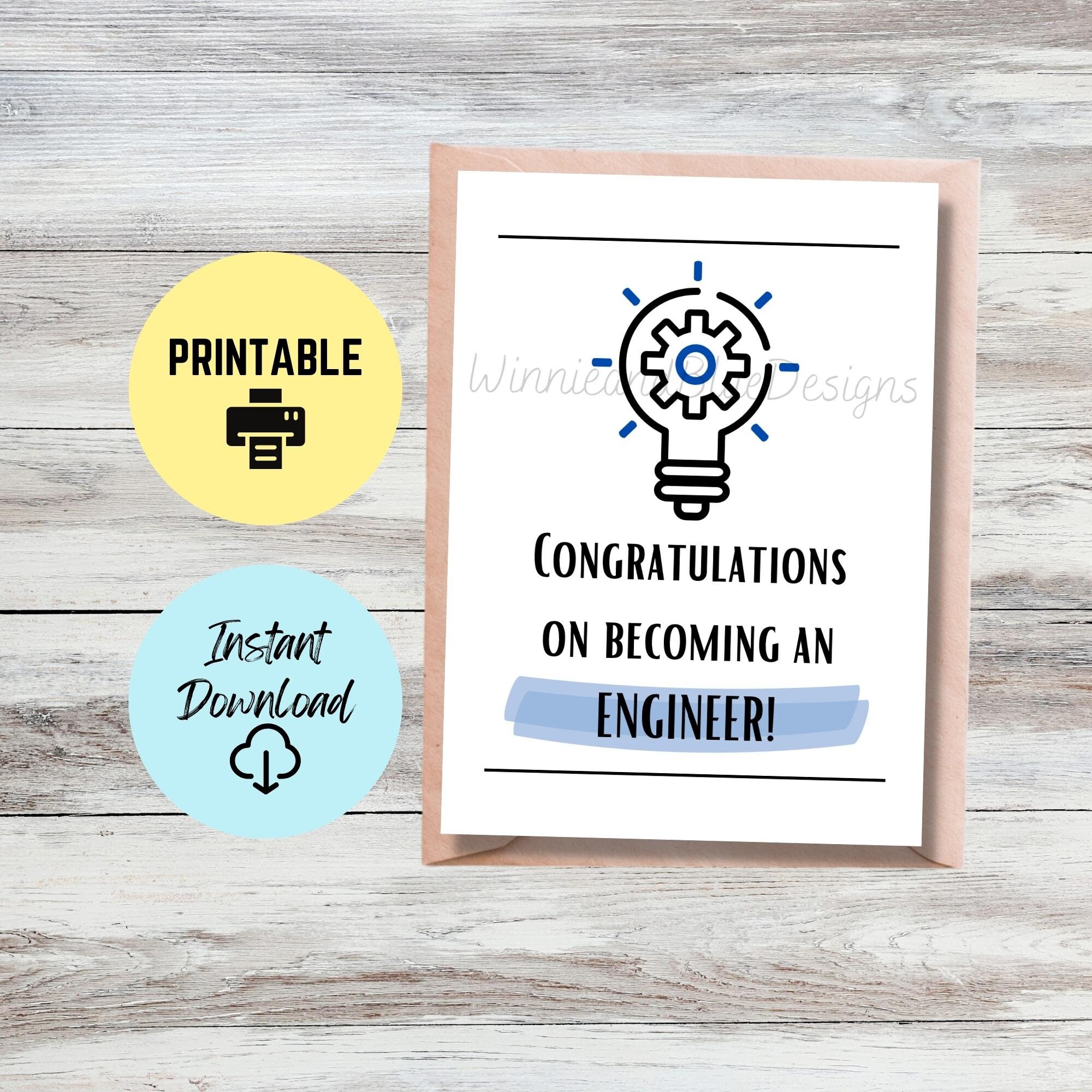 Printable Engineer Graduation Card, Congratulations Engineering Degree ...