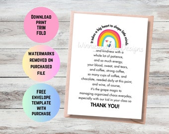 Thank You Teacher MATH: End of School Year Greeting Card digital ...