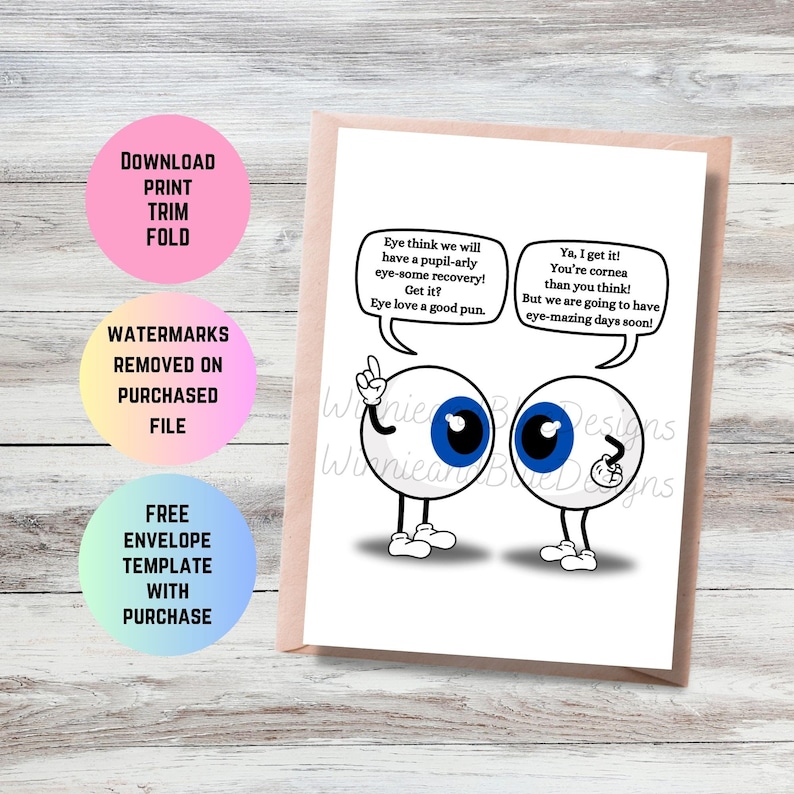 Funny Eye Surgery Get Well Card: Pun Humor (printable PDF) - Etsy