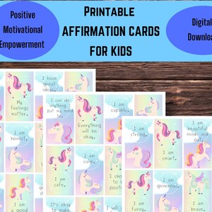 Printable Affirmation Cards, Kids Unicorn Affirmation Cards, 36 ...