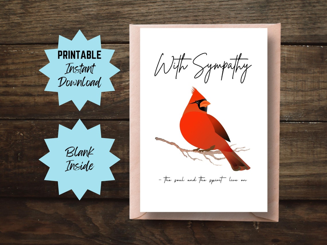 Printable Sympathy Cardinal Card Cardinal Bereavement Card - Etsy