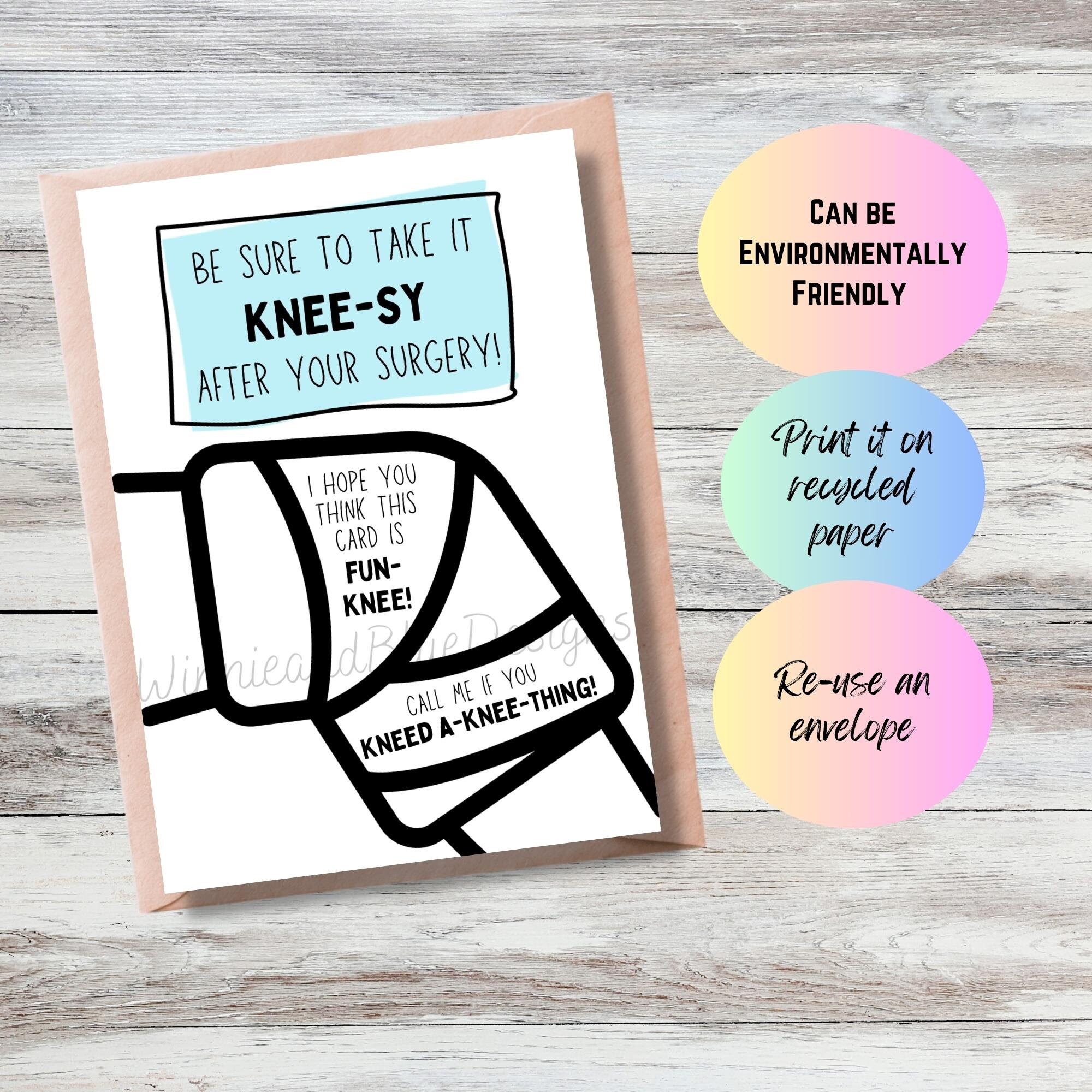 Funny Knee Surgery Get Well Card: Pun Thinking of You (PDF) - Etsy
