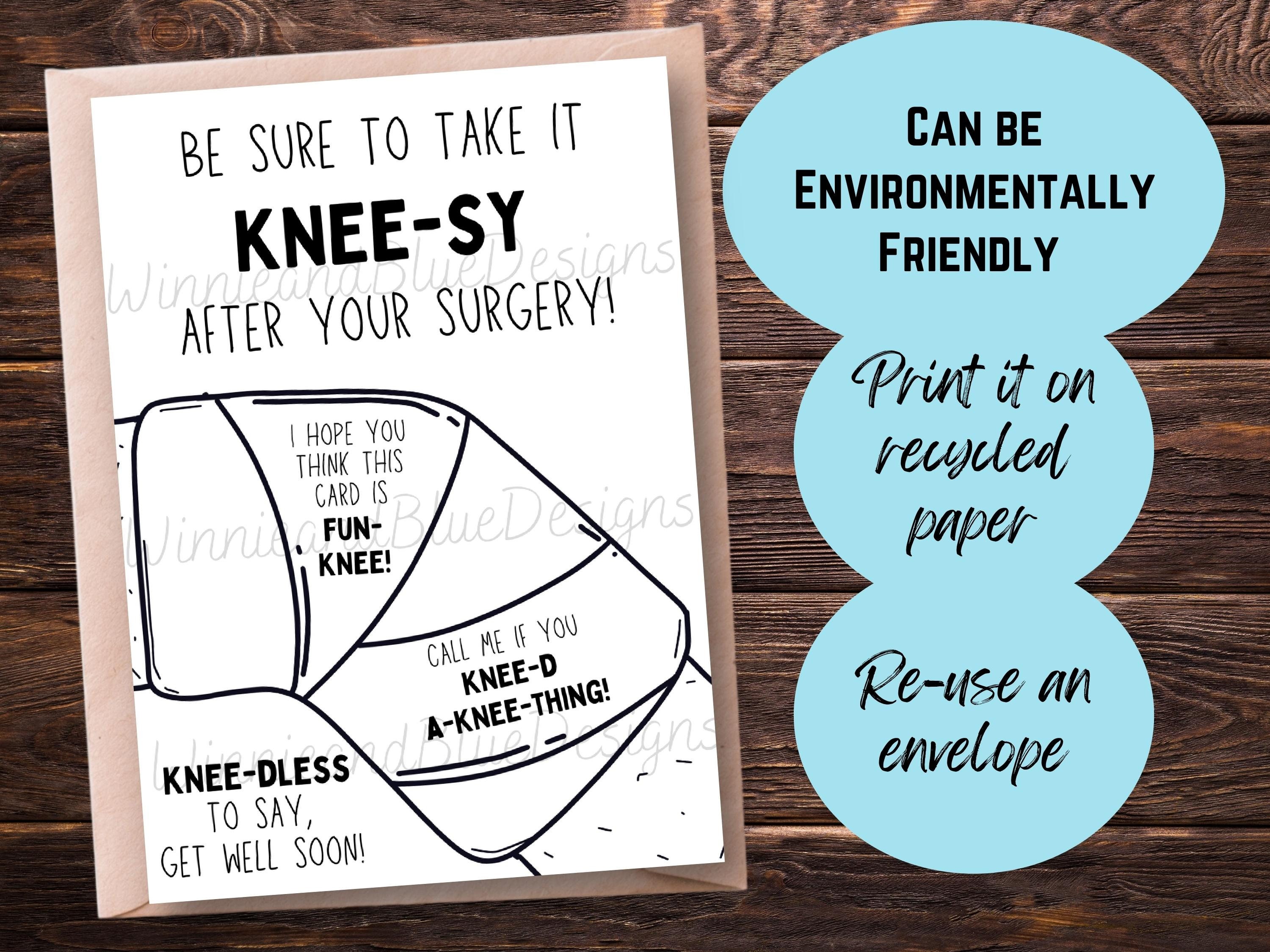 Printable Knee Surgery Pun Card Funny Get Well Soon After - Etsy