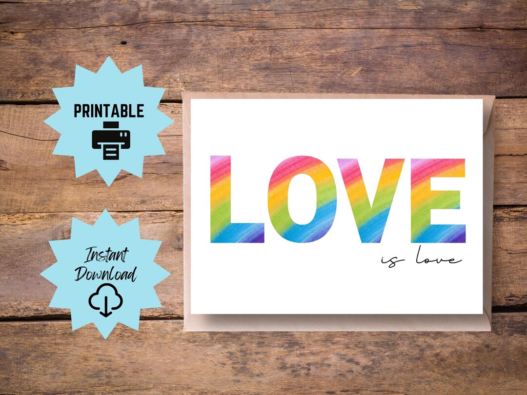 Printable Pride Card, Love is Love Acceptance Card, Gay Pride ...