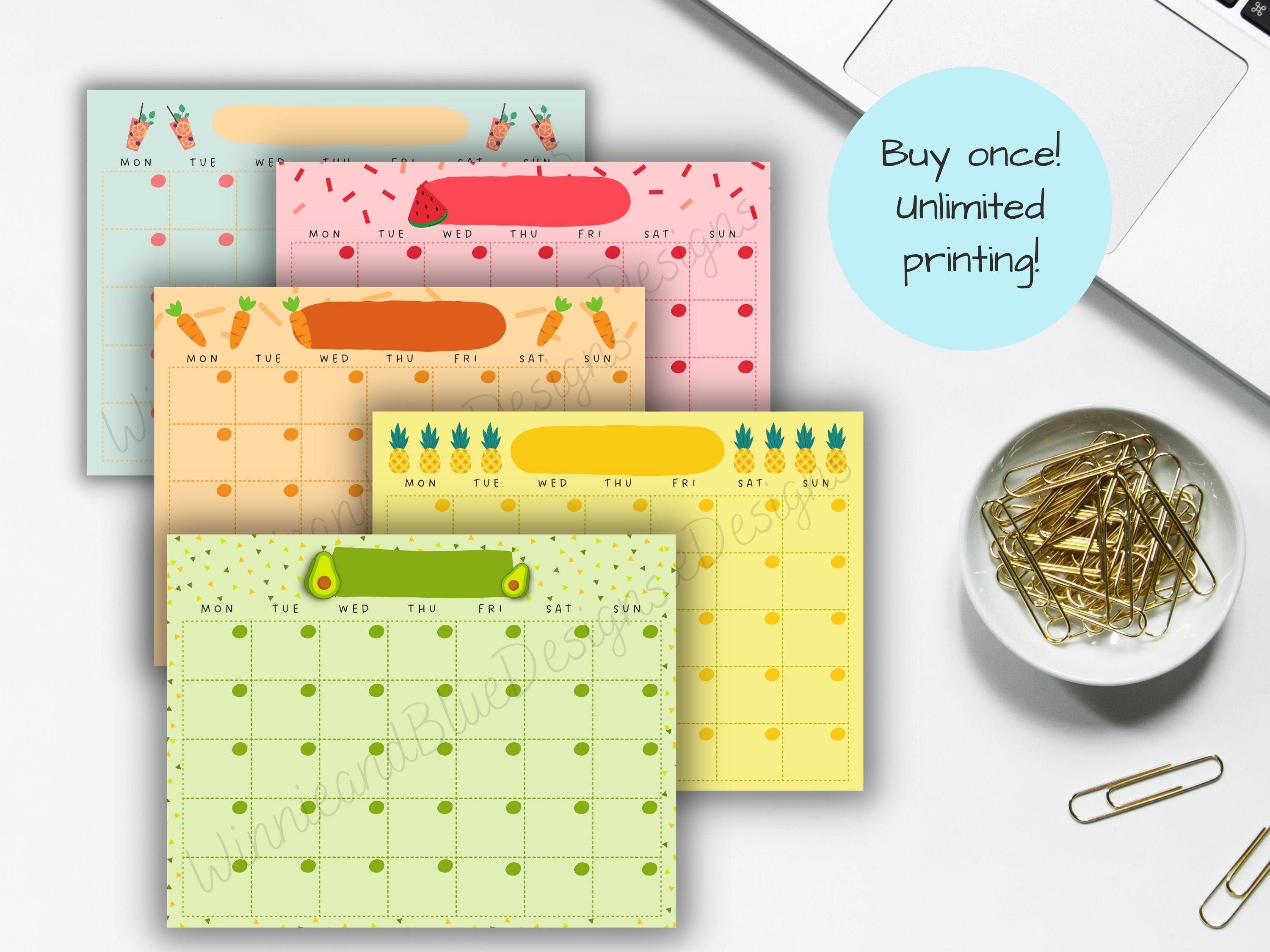 Printable Calendars, Bright Monthly Calendar, Open Digital Calendar ...