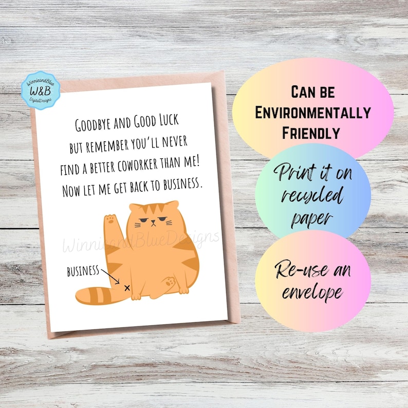 Funny Coworker Goodbye Card Printable Coworker Retirement Card Coworker ...