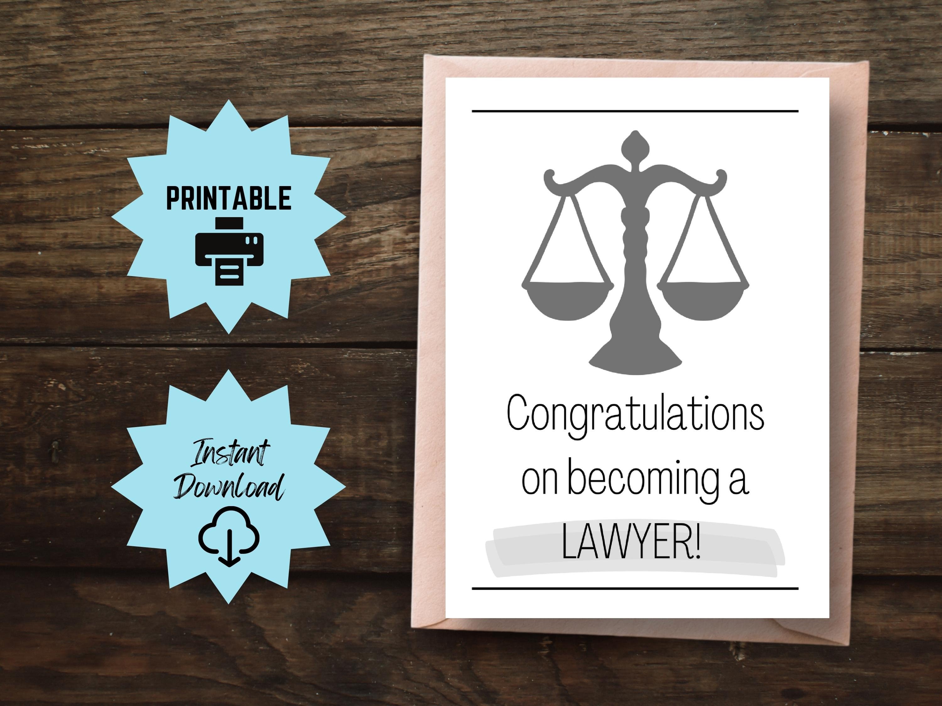 Printable Lawyer Graduation Card Congratulations Law Degree - Etsy