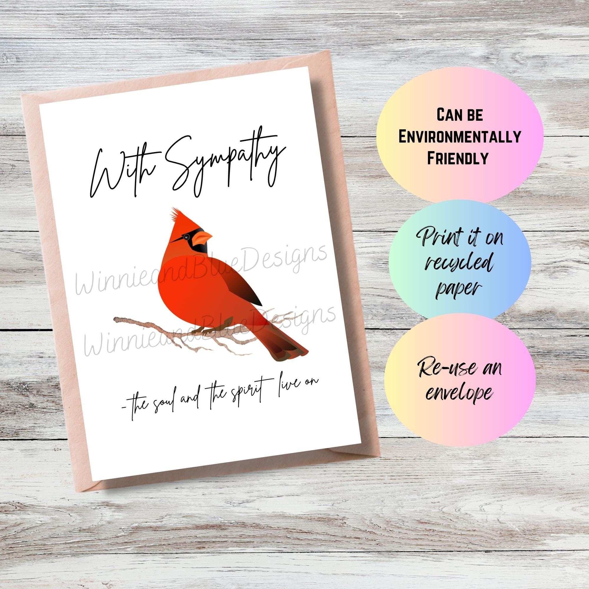 Printable Sympathy Card: Cardinal Bereavement Design (digital Download ...