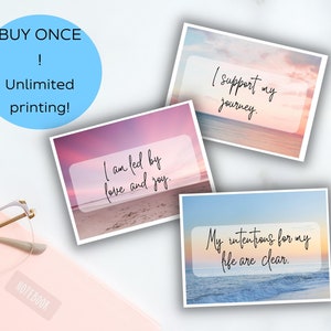 Printable Positive Affirmation Cards Beach Theme, I Am Affirmations, 28 ...