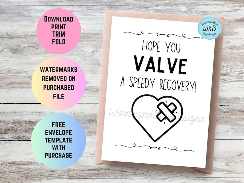 Printable Heart Surgery Card Recovery Get Well Soon Card Hospital Gift ...